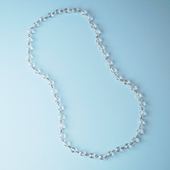 Jewelry | 198s Faux Crystal Bead Necklace 36 Clear Plastic Layering ...